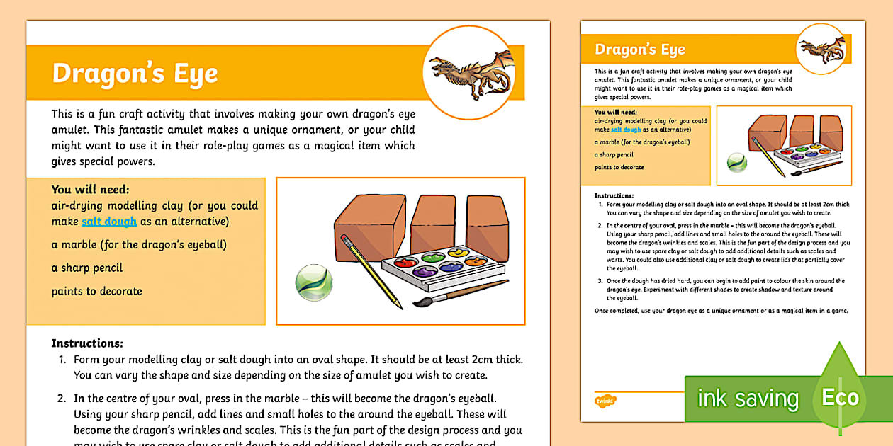 Dragon's Eye Craft Instructions (teacher made) - Twinkl