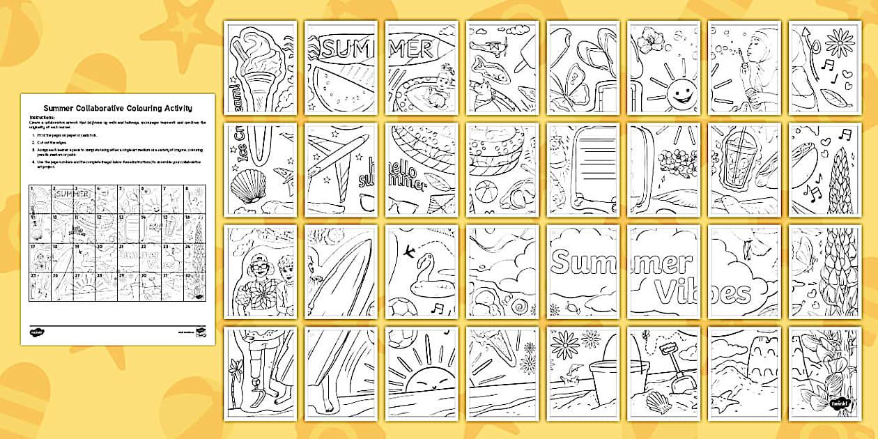 Summer in Canada Collaborative Colouring Activity - Twinkl