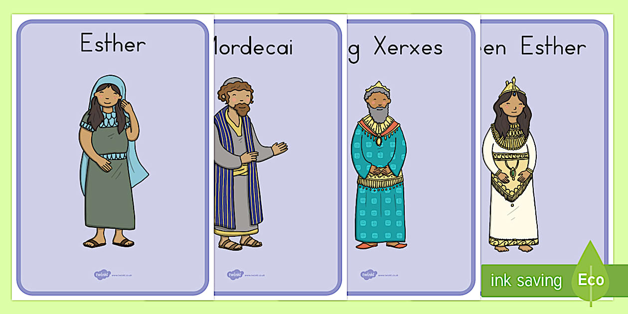 Cursive The Story of Esther Bible Story display Posters