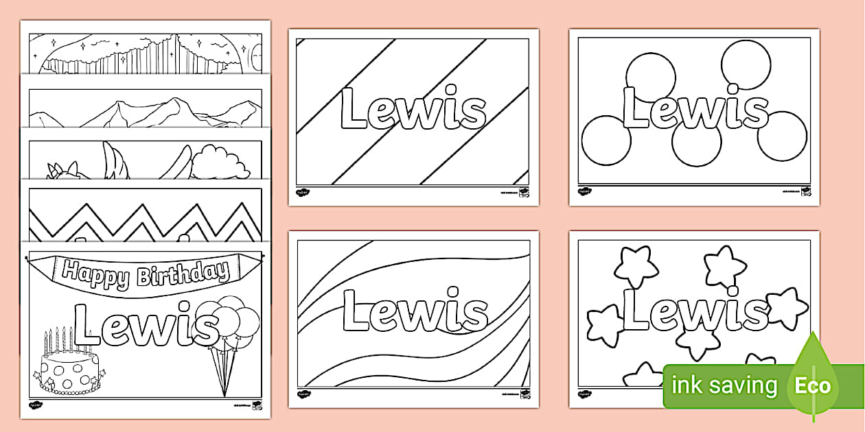 Lewis Name Simple Colouring Activity Sheet (Teacher-Made)