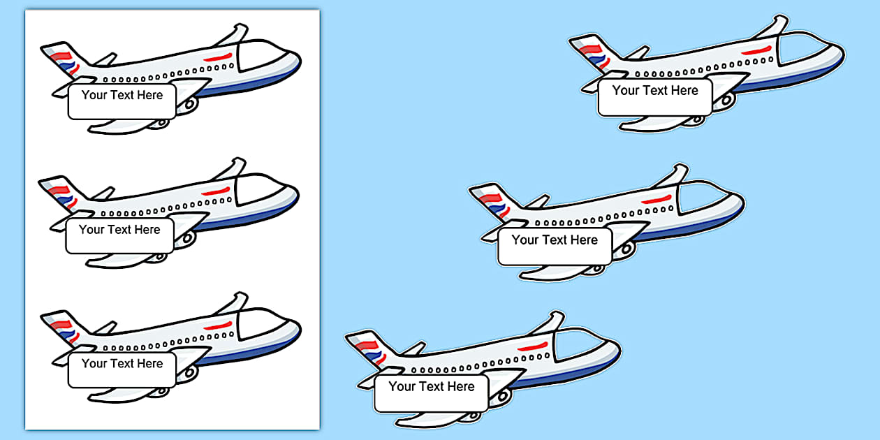 Editable Aeroplane Themed Photo Self-Registration Labels - Editable ...