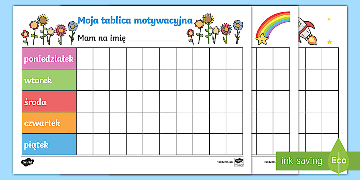 Plansze Moja tablica motywacyjna (nauczyciel wykonał)