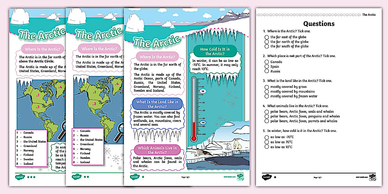 KS1 The Amazing Arctic Differentiated Reading Comprehension Activity