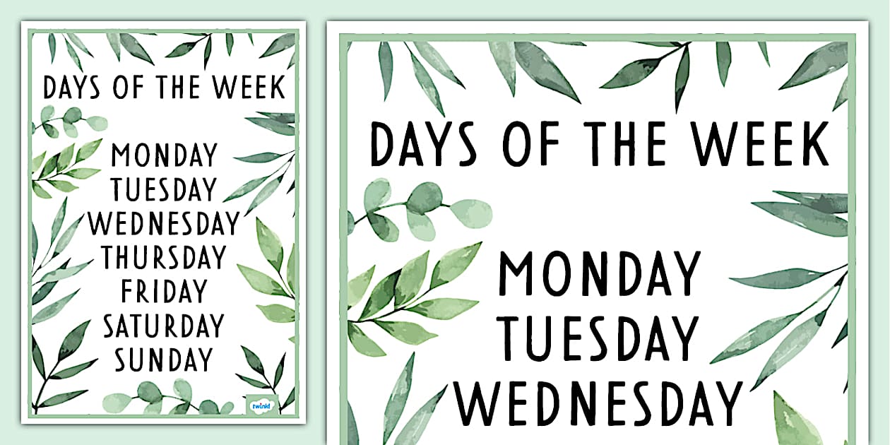 👉 Botanical-Themed Days of the Week Poster (Teacher-Made)