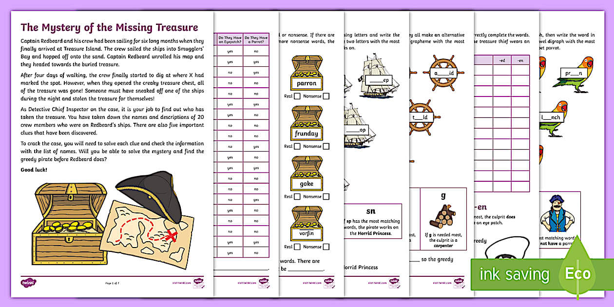 The Mystery of the Missing Treasure: CfE First Level Pirates Phonics