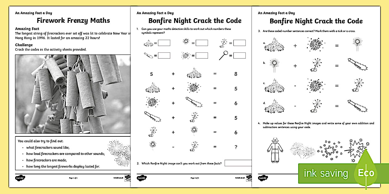 Firework Frenzy Maths Worksheet / Worksheet (teacher made)