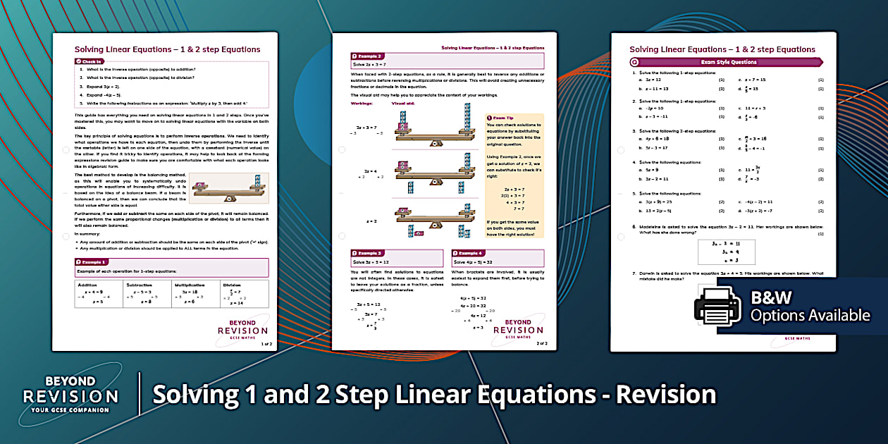 👉 Solving Algebraic Equations GCSE Worksheet | Beyond