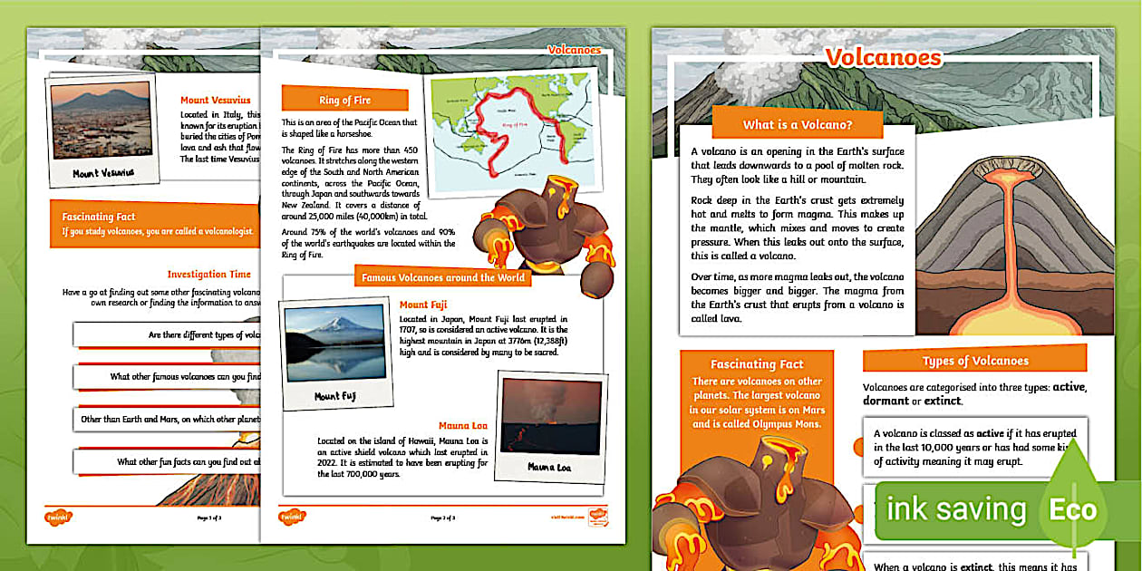 Volcanoes Fact File - Twinkl - KS2 (teacher made) - Twinkl