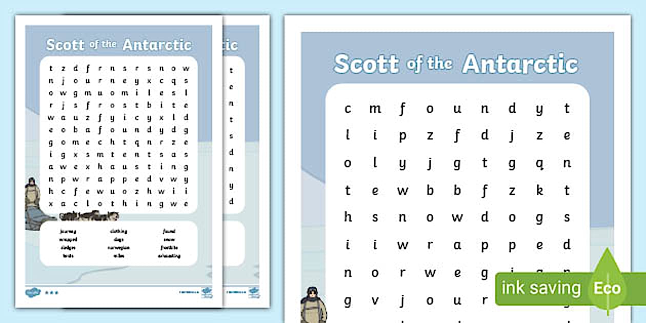 Cursive Scott of the Antarctic Word Search - Twinkl