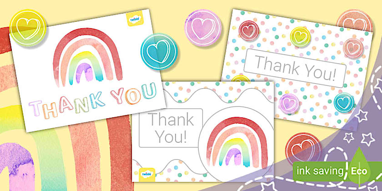 FREE! - Somewhere Over the Rainbow-Themed Thank You Cards