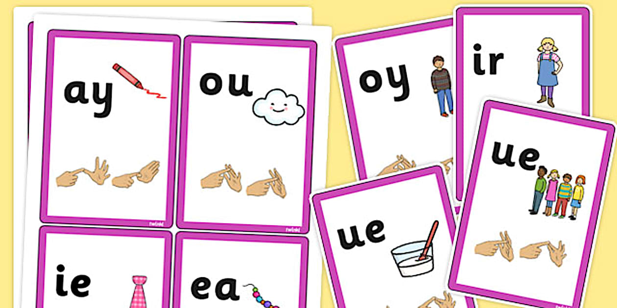 Black and White Phase 5 Final Sound Flash Cards with British Sign Language
