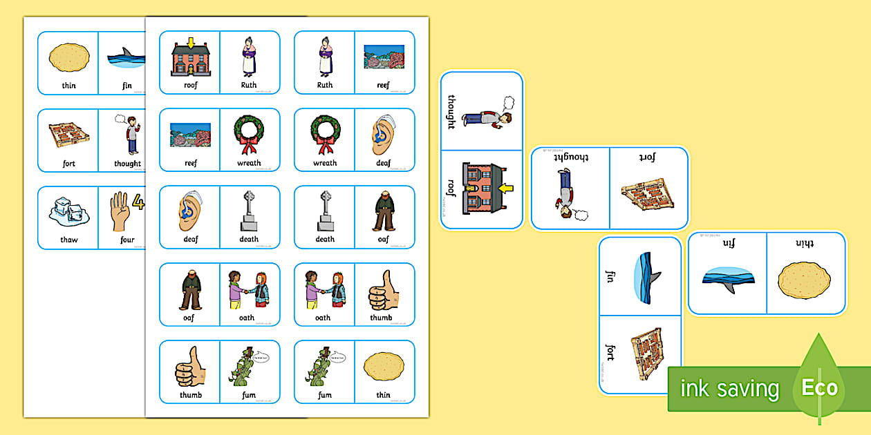 Editable 'Th’ and ‘f’ Minimal Pair Dominoes Game
