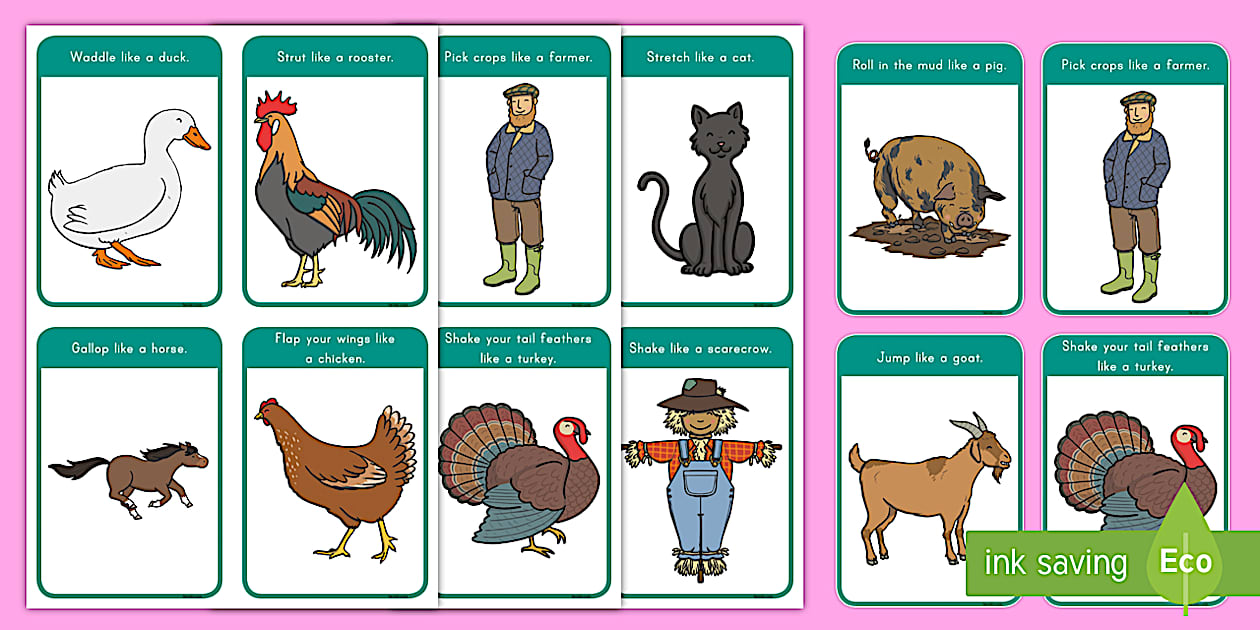 Farm Animal Movement Cards | Farmers' Day | Twinkl USA