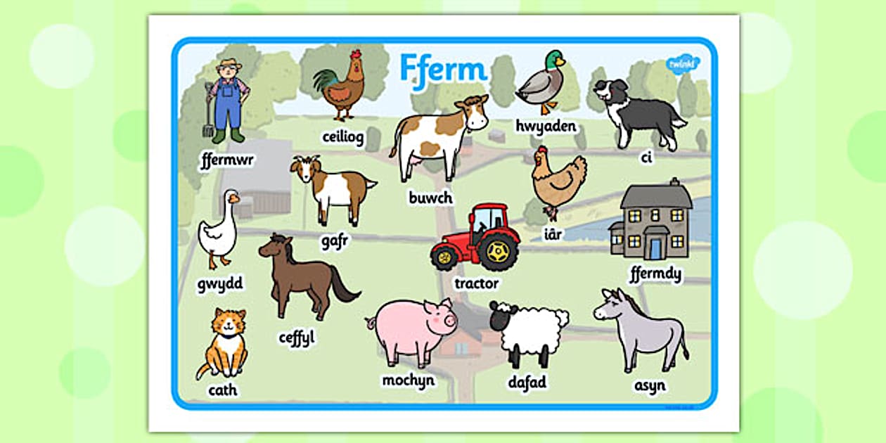 Cursive Welsh Farm Word Mat (teacher made) - Twinkl