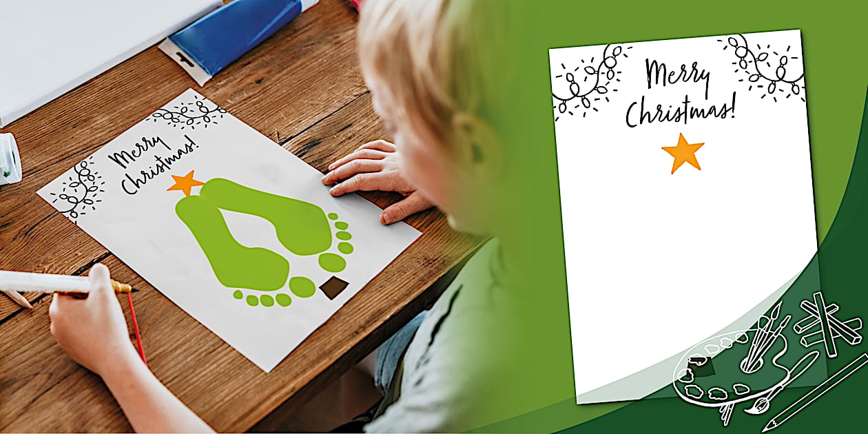 Christmas Tree Footprints Activity Poster Twinkl Art Gallery