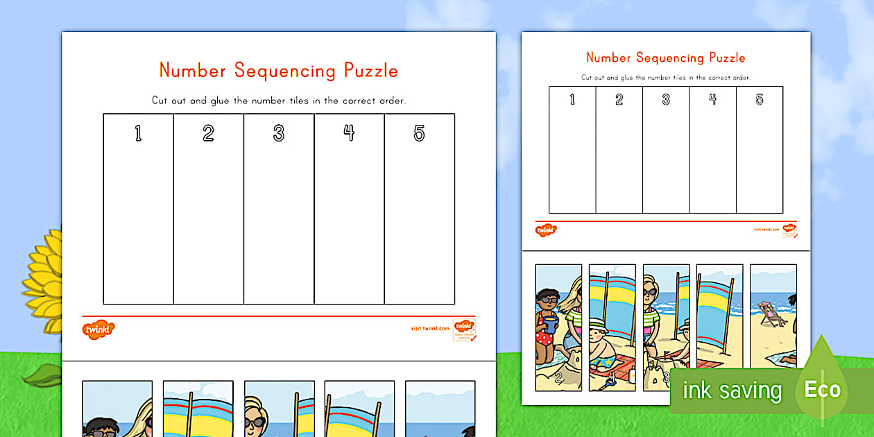 Editable Sun Safety 1-5 Number Sequencing Puzzle - Twinkl