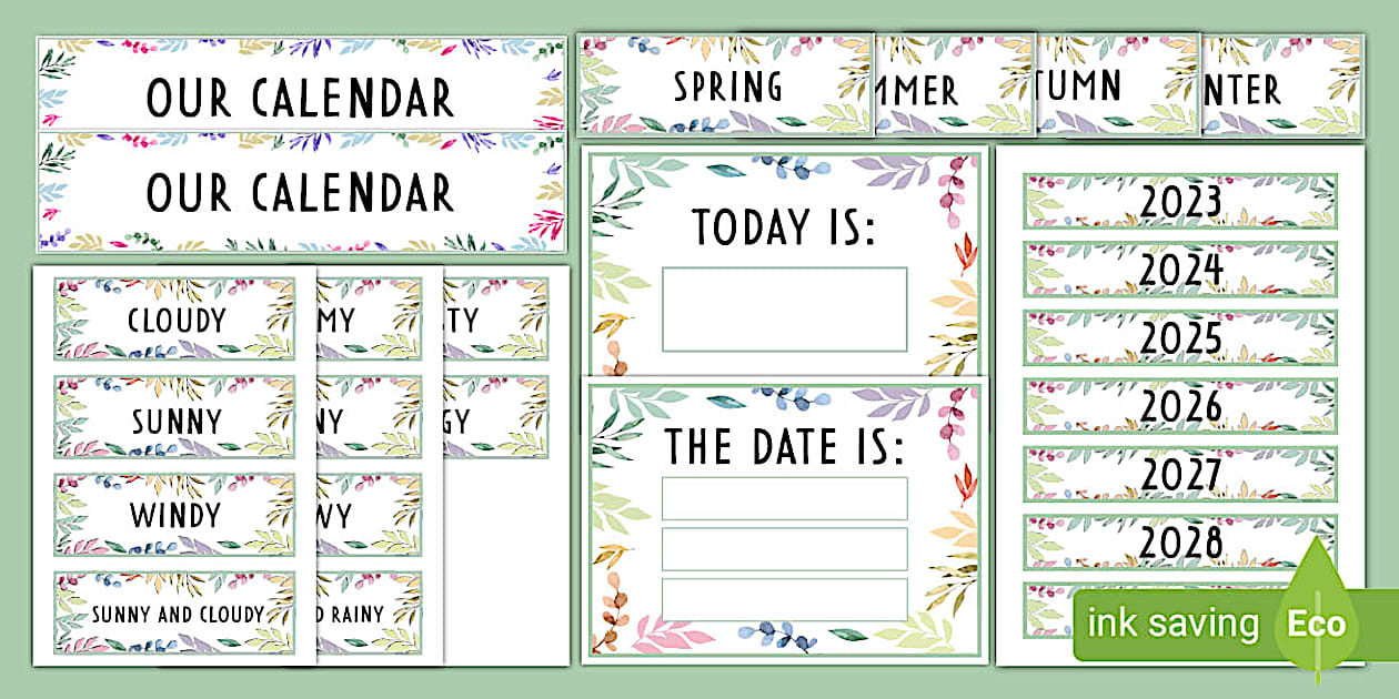 Colourful Botanical-Themed Calendar and Weather Chart