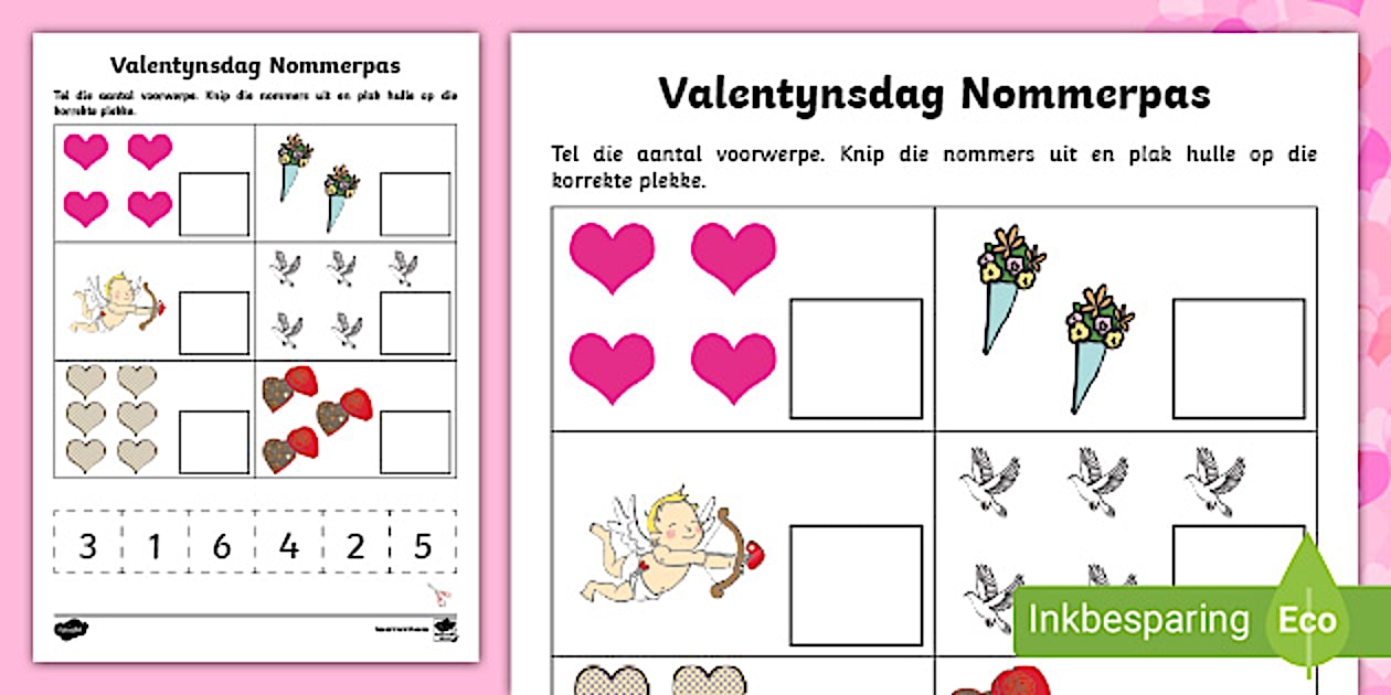 Valentynsdag Nommerpas Aktiwiteit - Twinkl