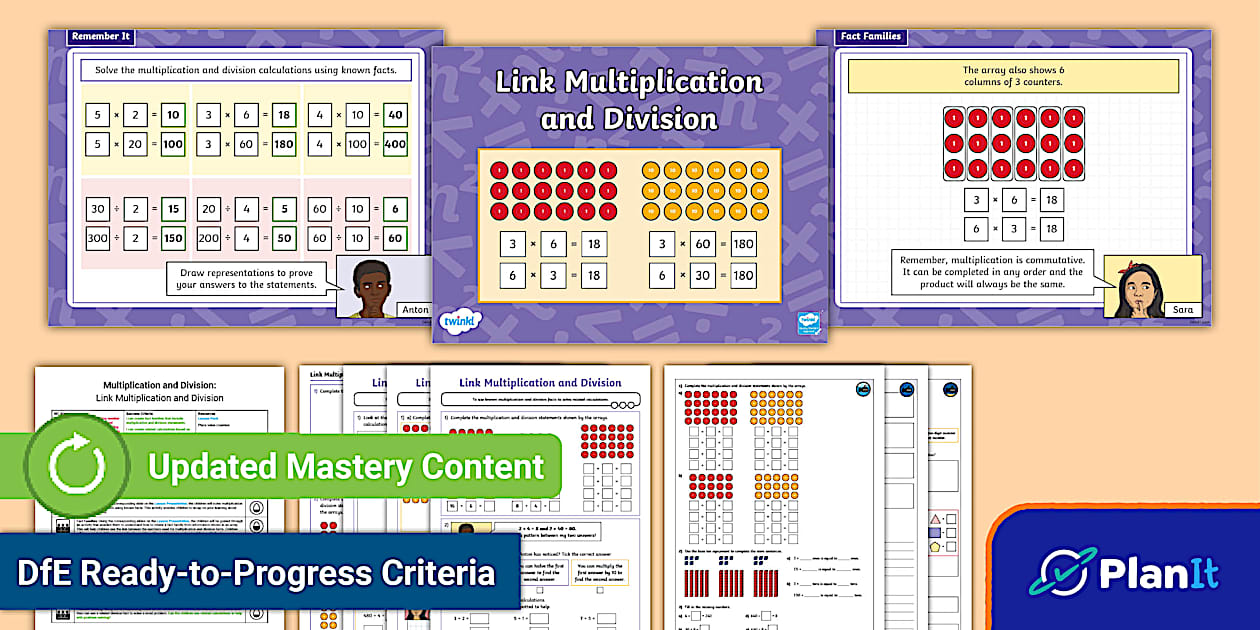 👉 Y3 Link Multiplication and Division PlanIt Maths Lesson 18