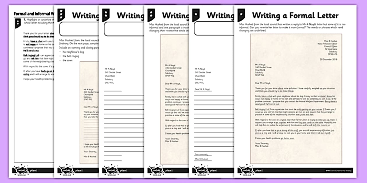 How to Write a Formal Letter Differentiated Worksheet