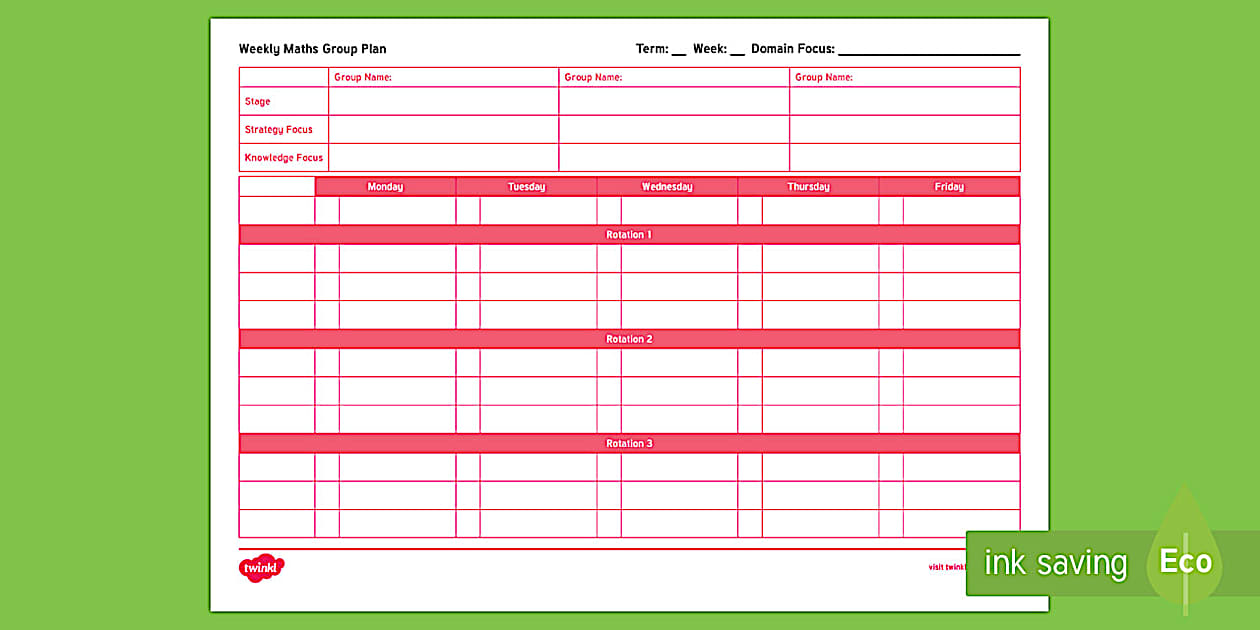 Three Maths Groups Weekly Plan (teacher made) - Twinkl