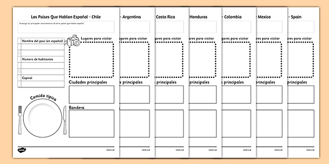 Ficha de actividad Los países que hablan español