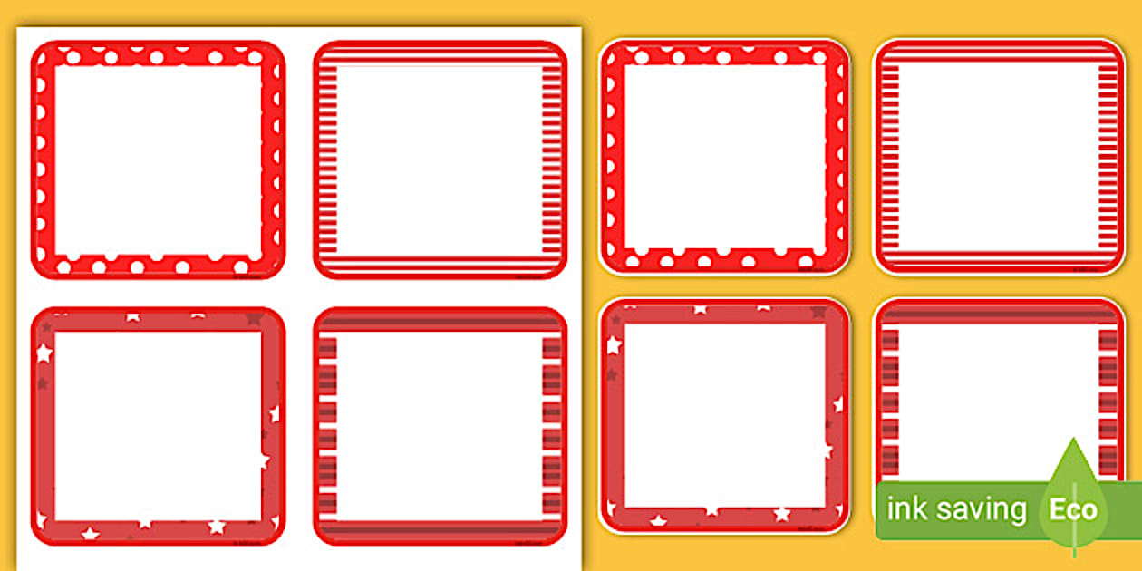 Editable Red-Themed Square Peg Labels (teacher made)