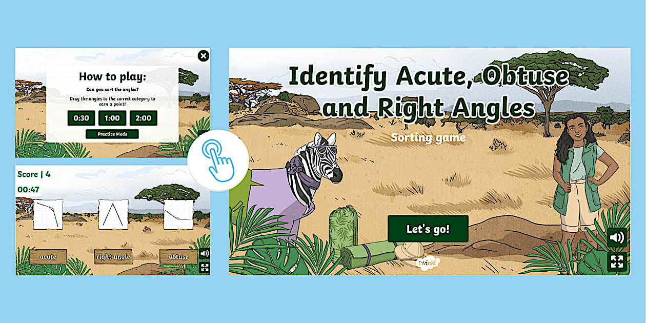 👉 Identify Acute, Obtuse and Right Angles KS2 Maths Game