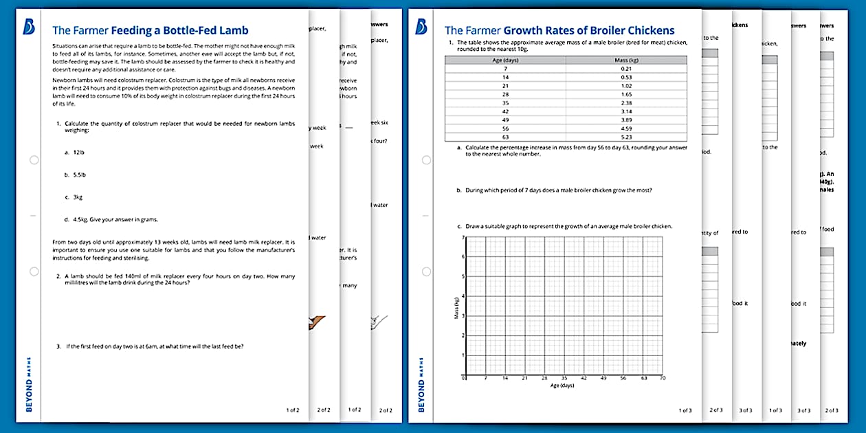 Real World Functional Skills Maths Levels 1 and 2 Worksheets Farming PDF