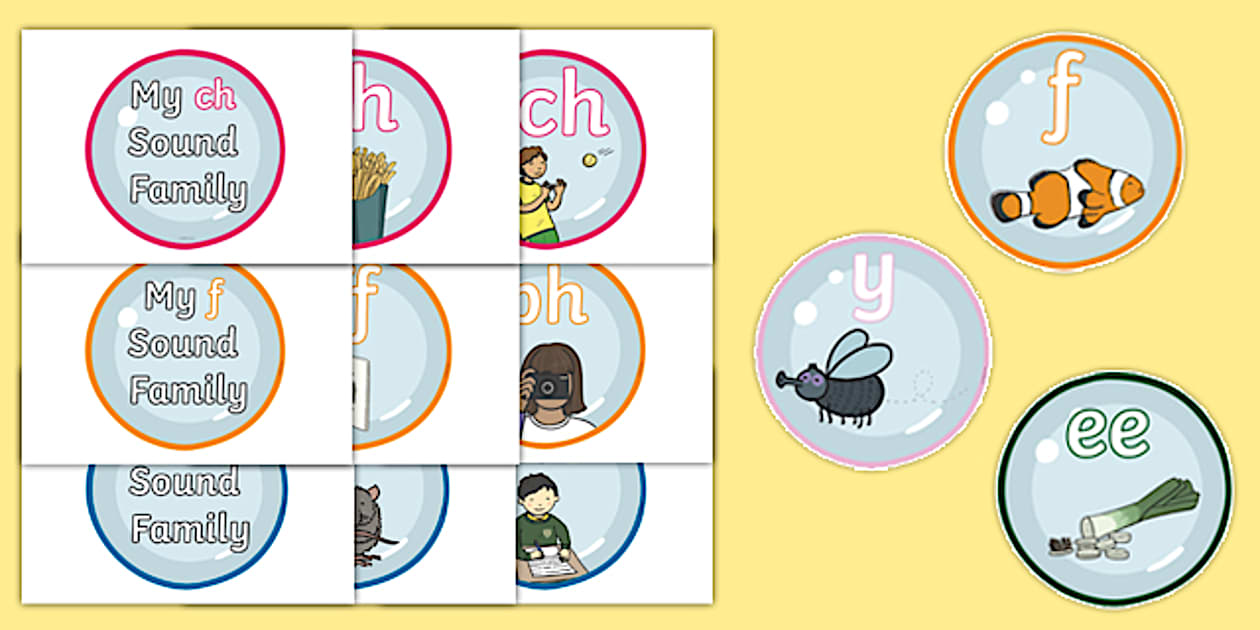 Sound Families on Bubbles (teacher made) - Twinkl