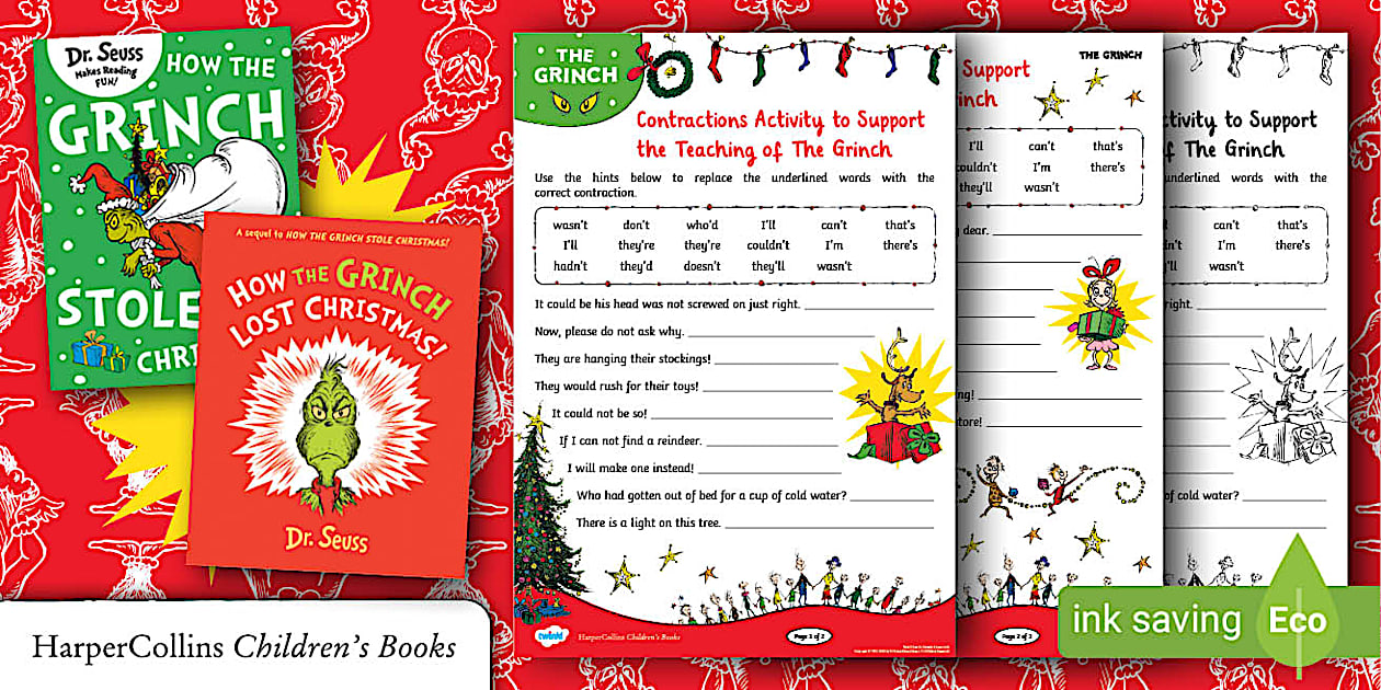 Contractions Activity for How the Grinch Stole Christmas!