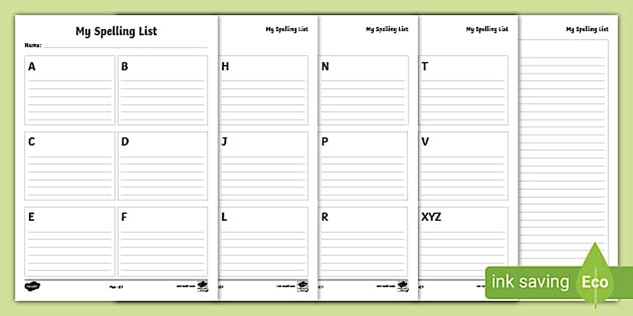 A-Z Blank Spelling List Template (teacher made) - Twinkl