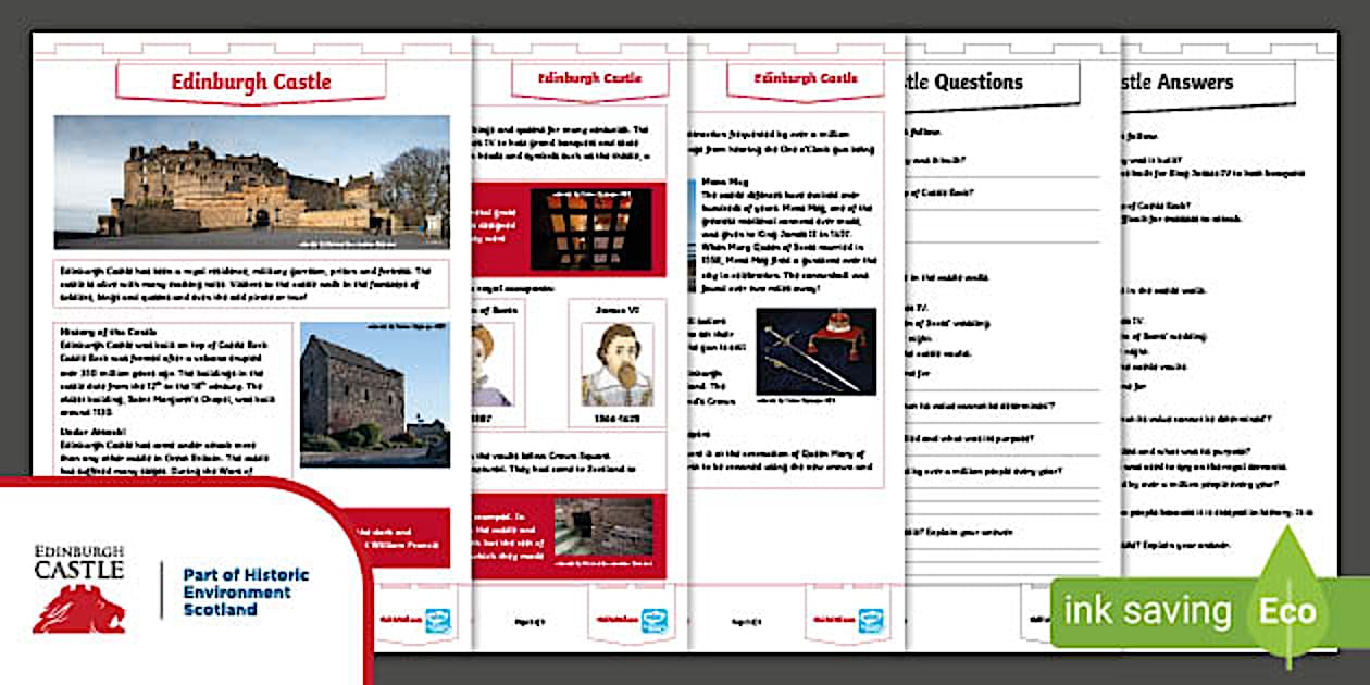 FREE! - Edinburgh Castle Reading Comprehension | CfE Resources