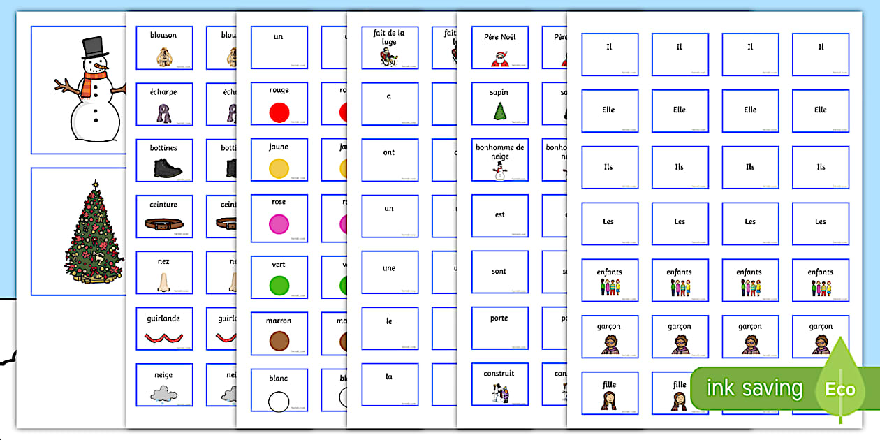 Cartes pour jeu de paires : Images sur l'hiver - Twinkl