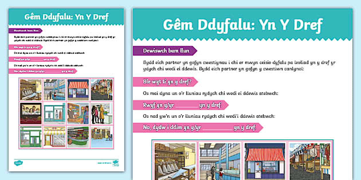 Adnodd Trochi'r Gymraeg: Gêm Ddyfalu Yn Y Dref