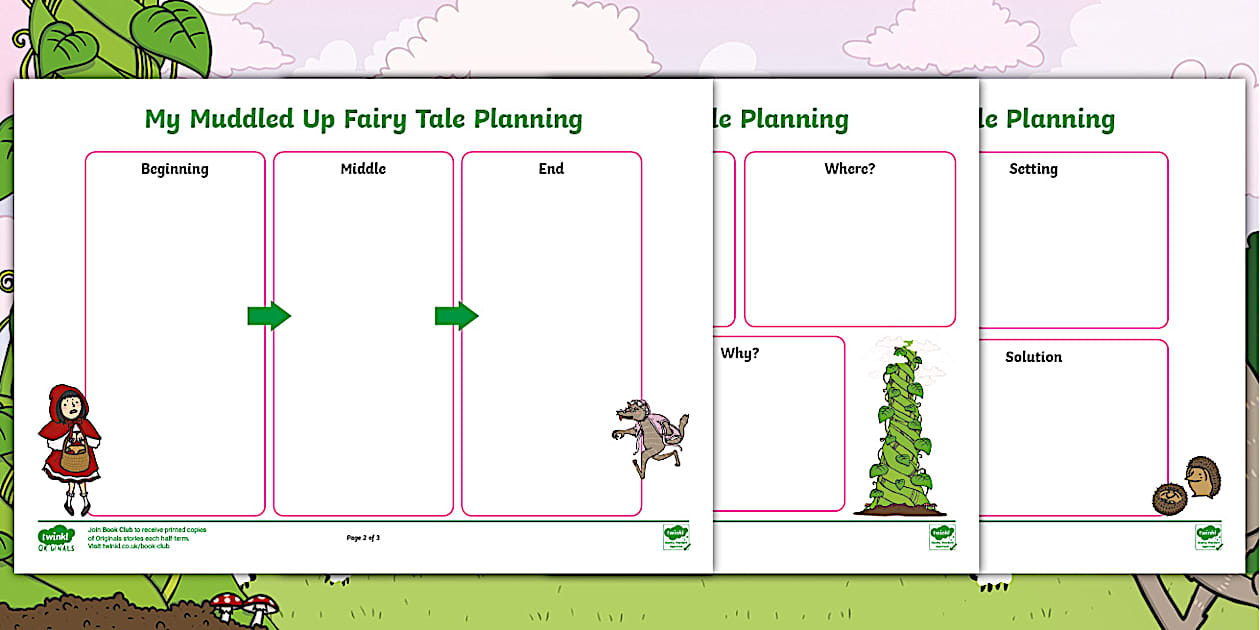 Fee! Fi! Fo! Fum! Muddled Up Fairy Tale Story Planning Worksheets