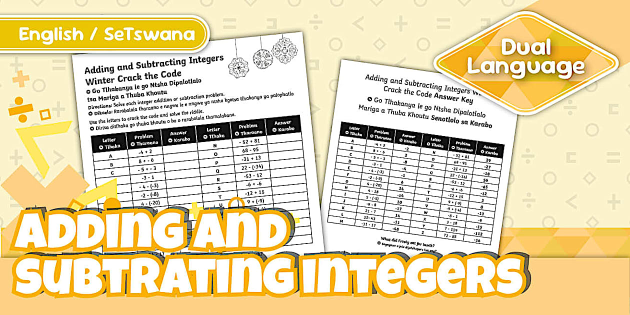 Grade 7 Maths - Term 1 - Adding and Subtracting Integers Winter Crack ...