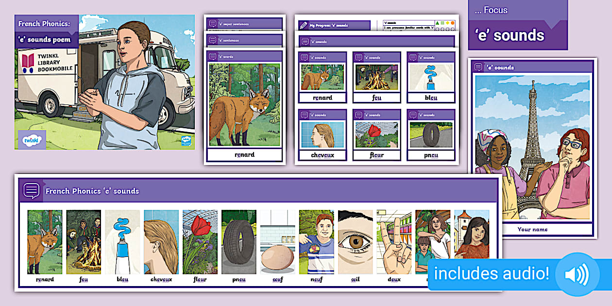 👉 French Phonics: Poem, Resource and Display Pack: 'e' sounds