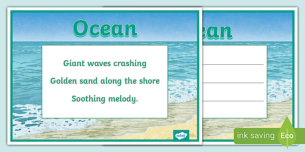 Ocean Haiku Poetry Template (Hecho por educadores) - Twinkl