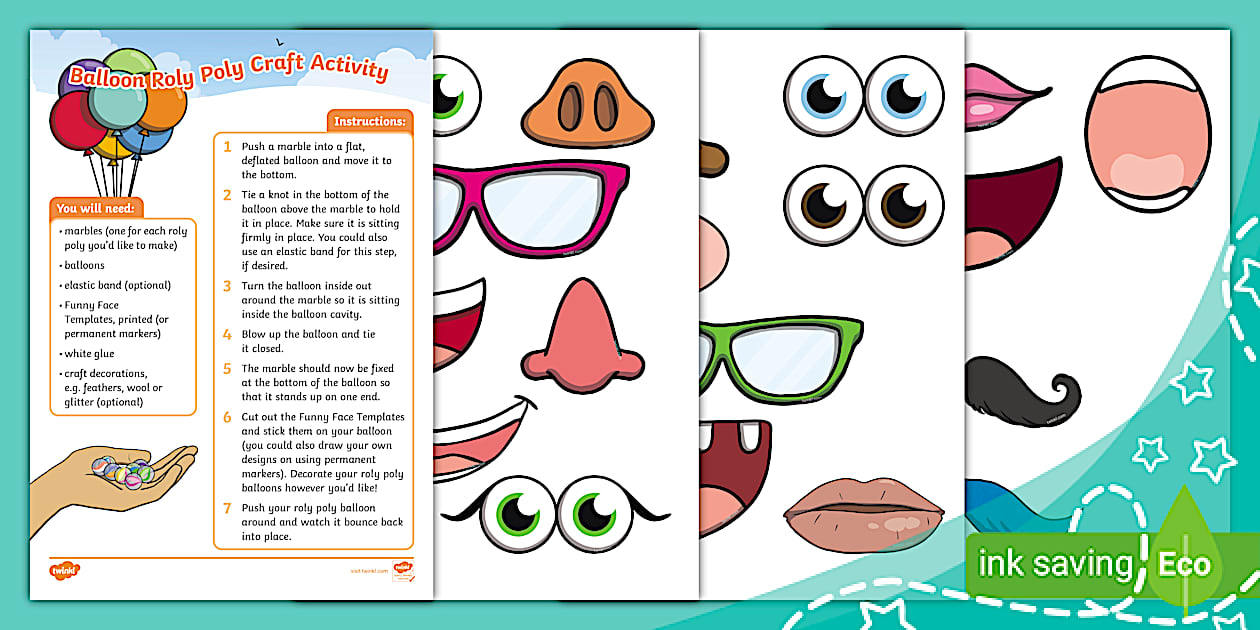 Balloon Roly Poly Craft Activity (Teacher-Made) - Twinkl