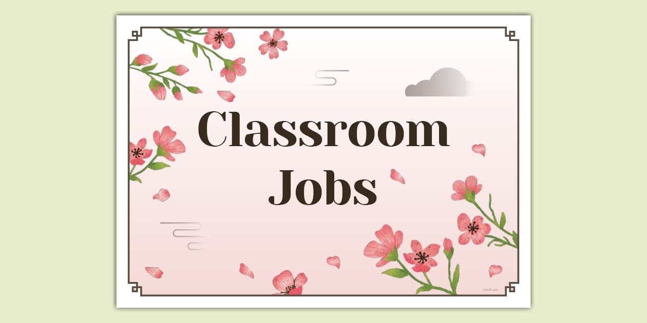 Sakura Themed Class Jobs Display Poster - Twinkl