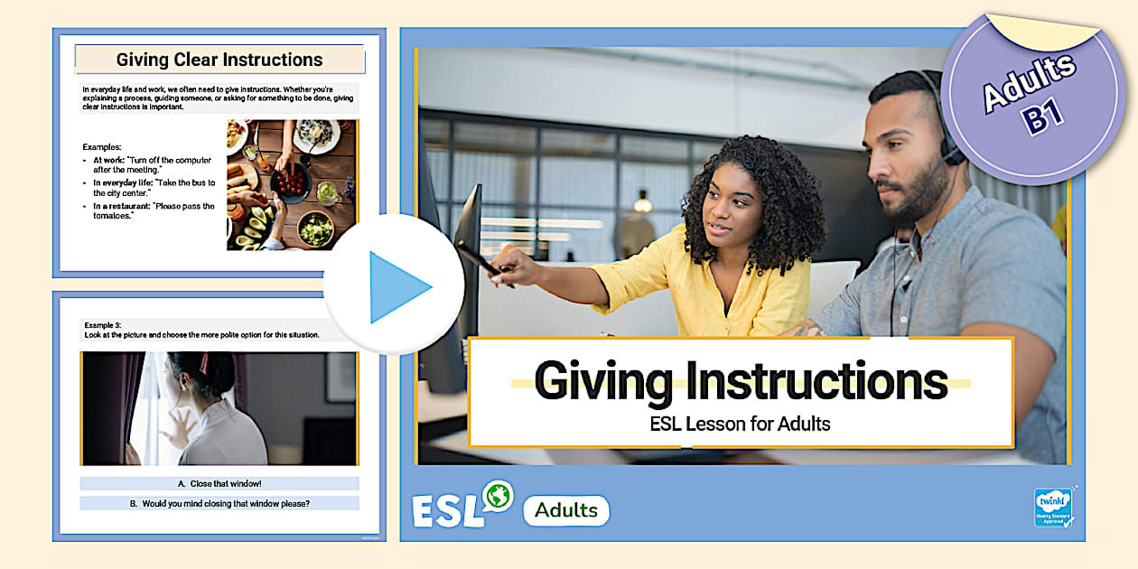 ESL Giving Instructions [Adults, B1] (teacher made) - Twinkl