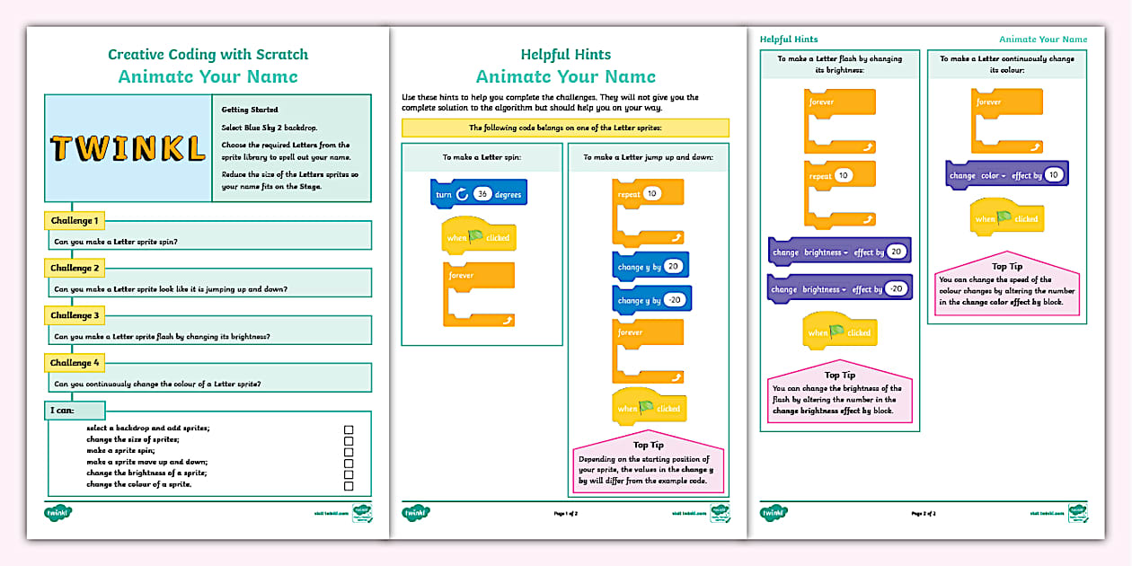 Animate Your Name Scratch Worksheet (teacher made) - Twinkl Animate Your Name Scratch Worksheet (teacher made) - Twinkl