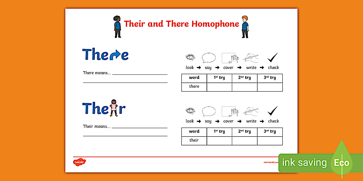 Their and There Homophone Worksheet