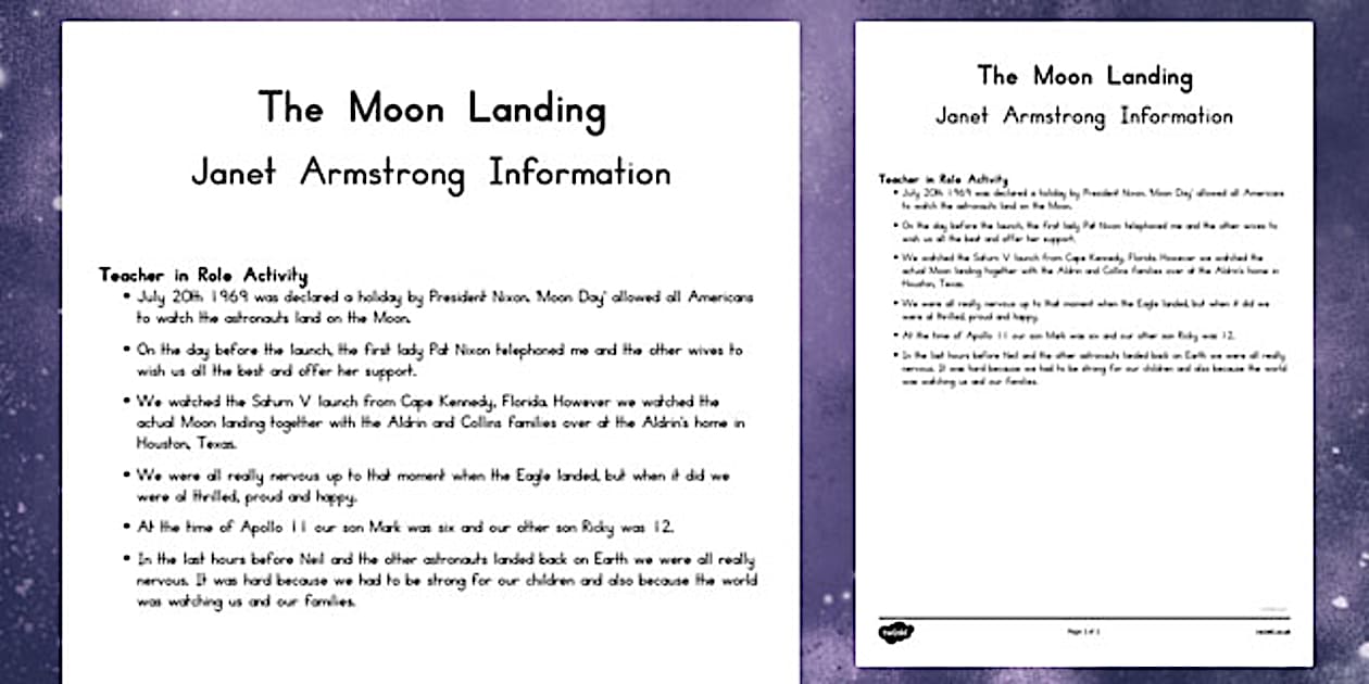 Teacher in Role Activity Neil Armstrong's Wife - Twinkl