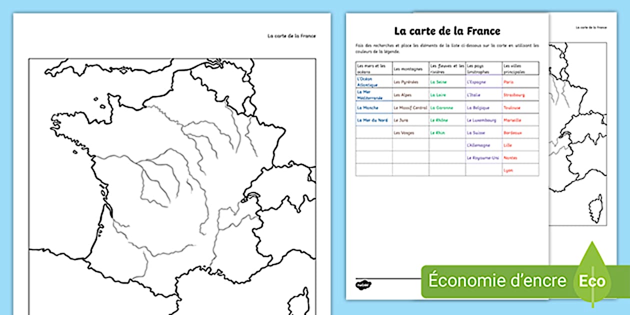 Carte de la France à compléter - Twinkl