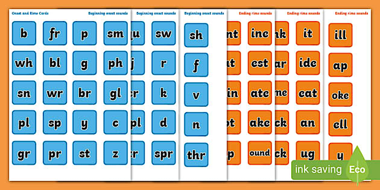 Onset and Rime Sound Cards (teacher made) - Twinkl