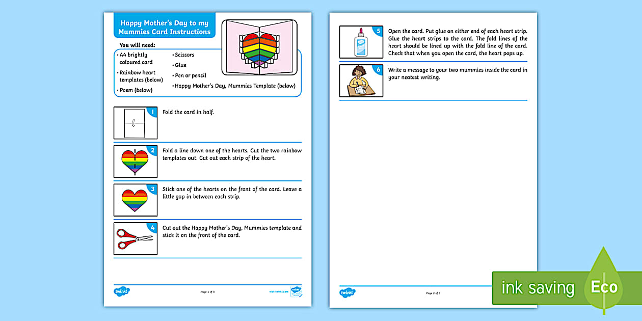 Key Stage 1 Mother's Day Cards to my Mummies (teacher made)