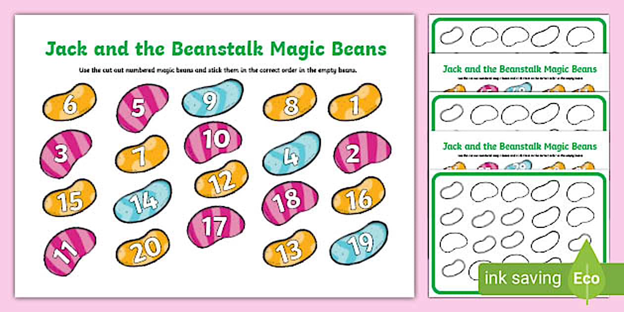 Jack and the Beanstalk Magic Bean Number Ordering 0-100 Activity