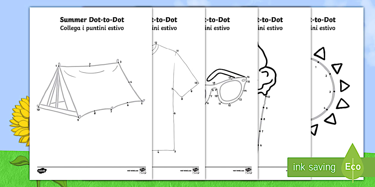 Summer Dot to Dots English/Italian (teacher made) - Twinkl